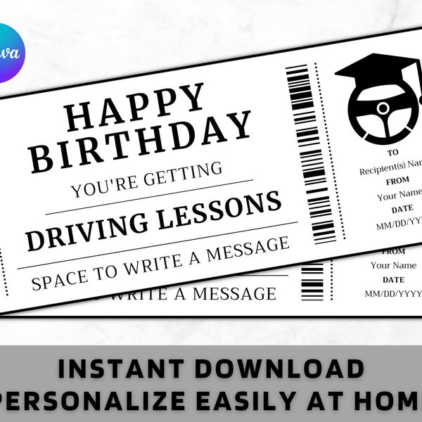 Driving Lessons Birthday Card - Etsy UK