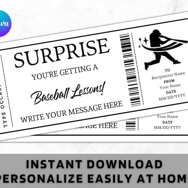 Baseball Lessons Gift Certificate - Etsy