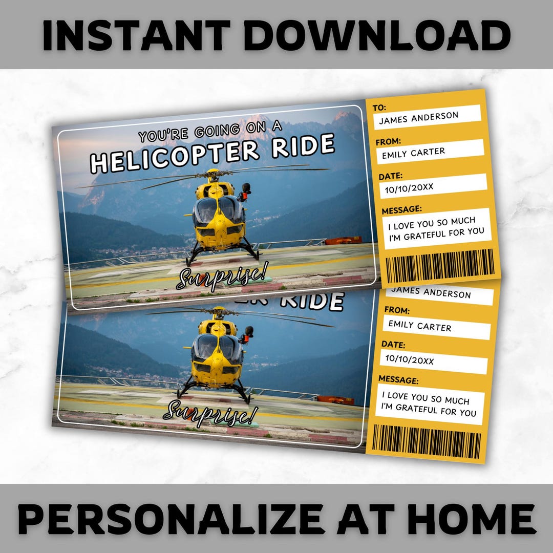 Helicopter Ride Ticket Template - Helicopter Tour Gift Voucher ...