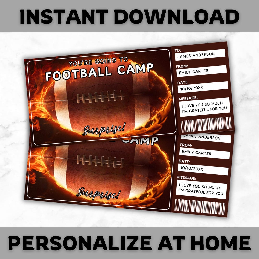 Football Ticket Template - Football Gift Voucher - American Football ...