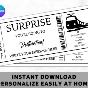 Surprise Train Boarding Pass Ticket Certificate Voucher Card Template ...