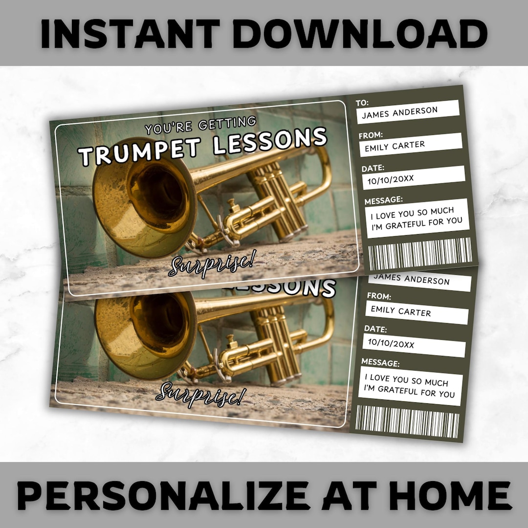 Trumpet Lessons Ticket Template - Trumpet Lessons Gift Voucher Template ...