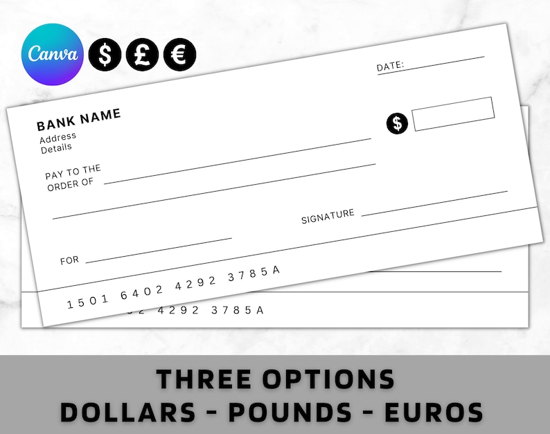 Blank Cheque - Blank Check Template - Blank Checks - Editable Cheque ...