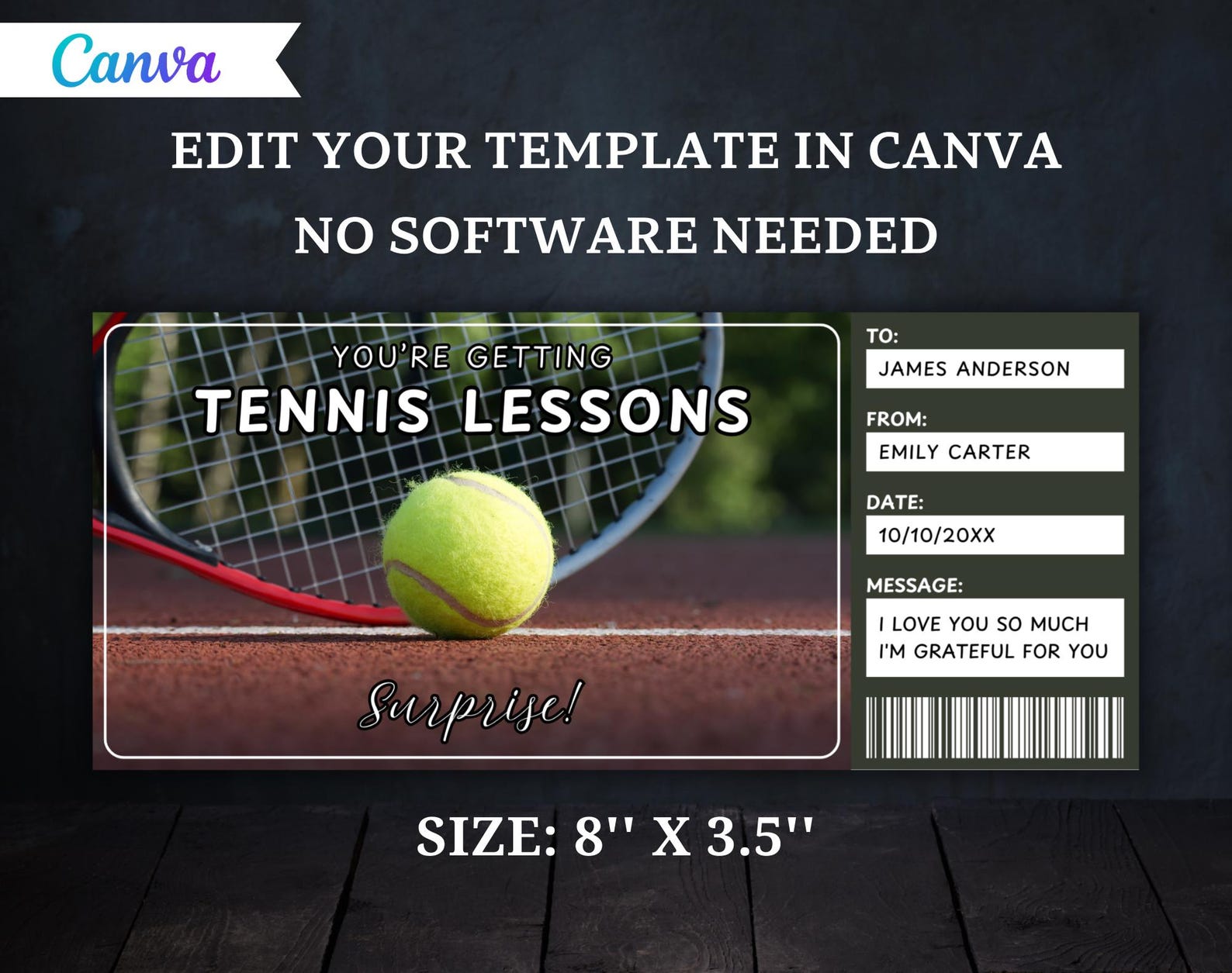 Tennis Lesson Ticket Template - Tennis Lessons Gift Voucher Template ...