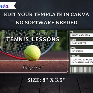 Tennis Lesson Ticket Template - Tennis Lessons Gift Voucher Template ...