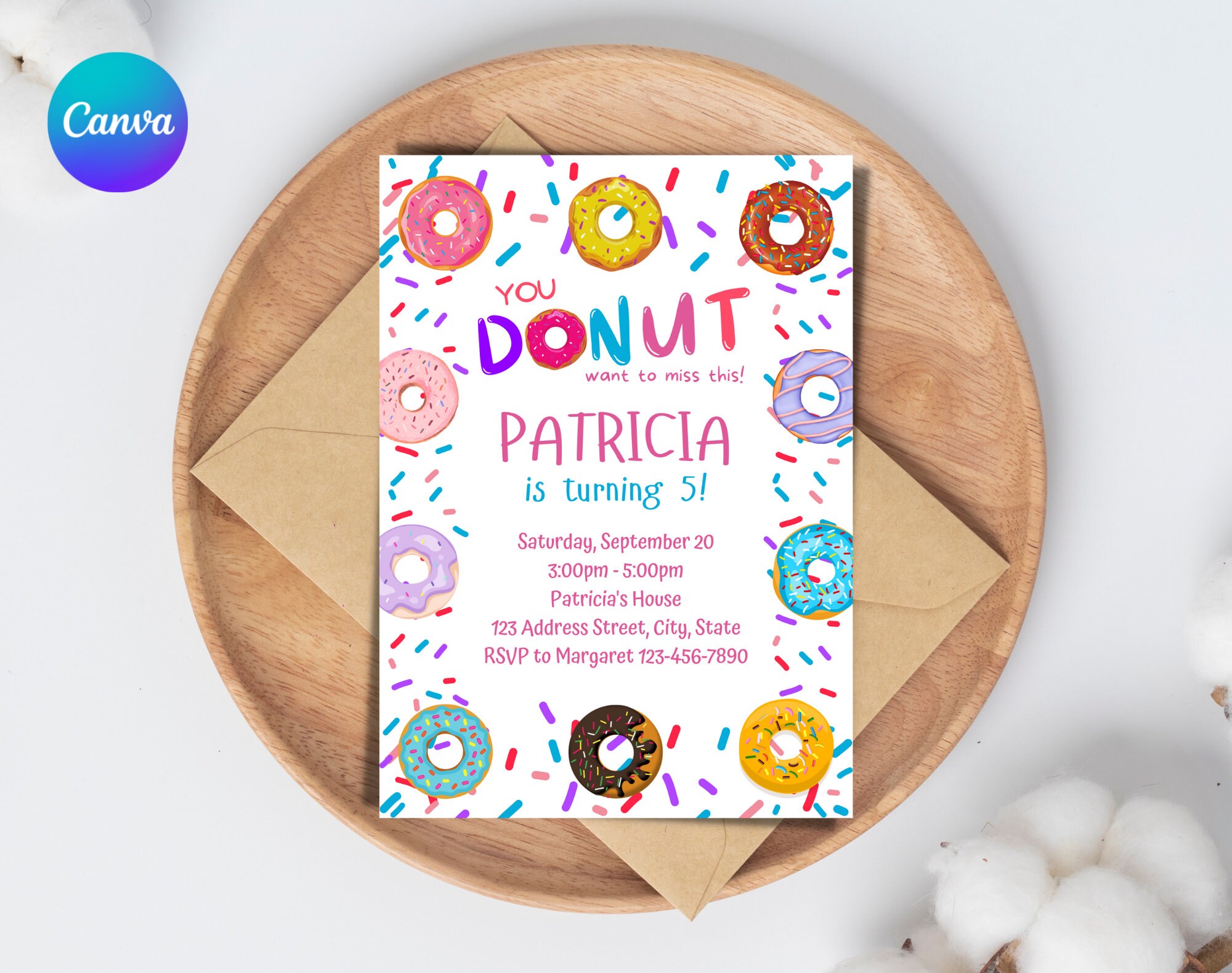 Donut Birthday Party Invitation Template - Donut Birthday Party Invite ...