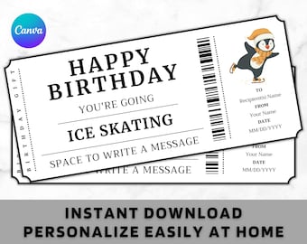 Editable Birthday Ice Skating Gift Ticket Template - Surprise Ice ...