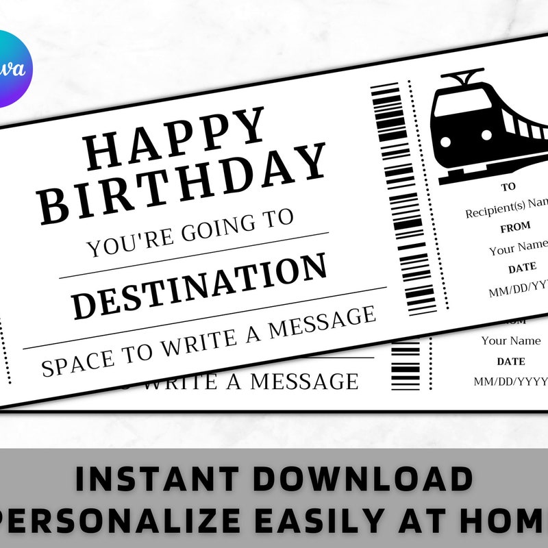 Train Ticket Template - Etsy