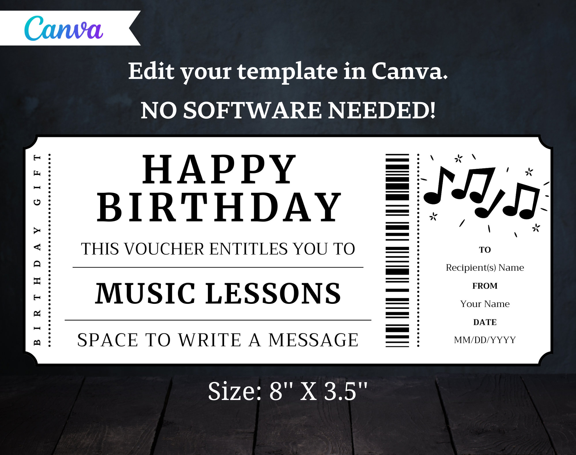 Birthday Music Lessons Gift Ticket - Birthday Music Lessons Gift Card ...