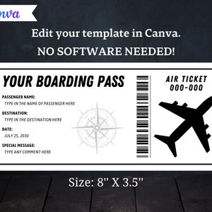 Editable Boarding Ticket Template Canva Editable Boarding - Etsy