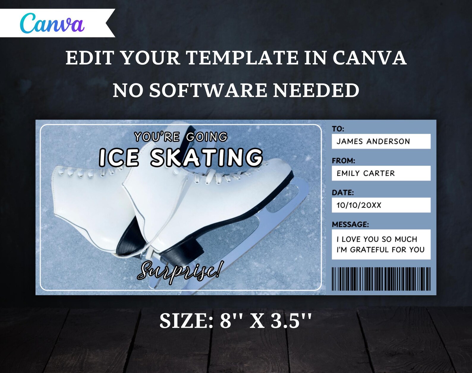 Ice Skating Ticket Template - Ice Skating Gift Voucher Template - Ice ...