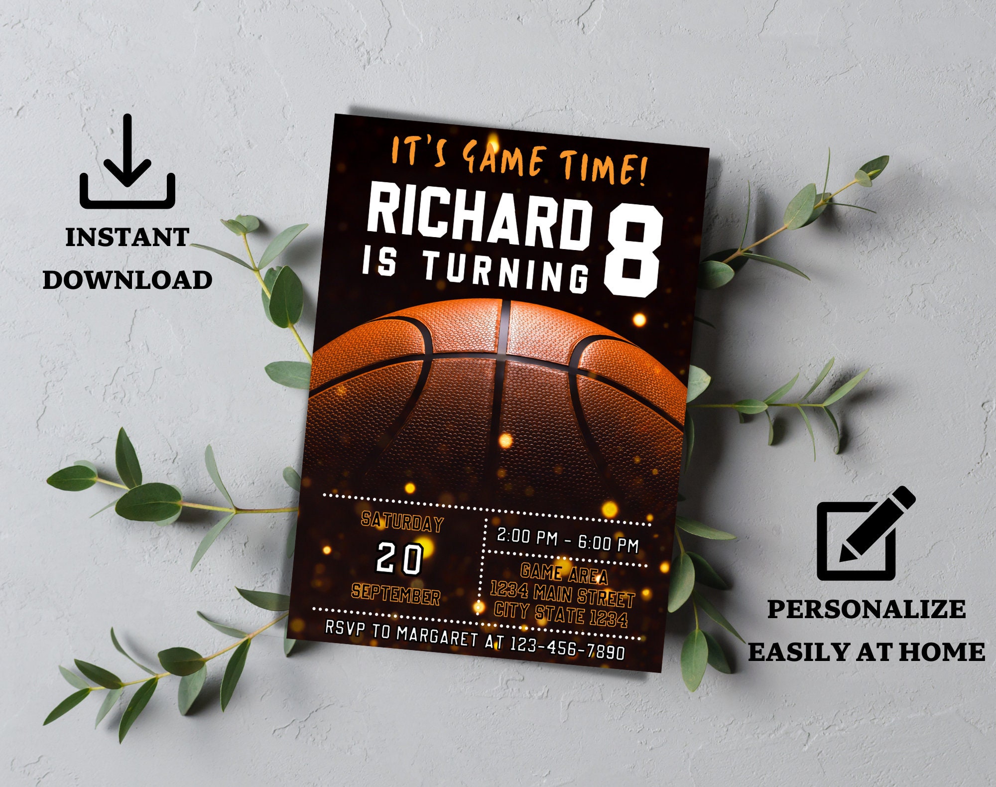 Basketball Birthday Party Invitation Template - Basketball Birthday ...