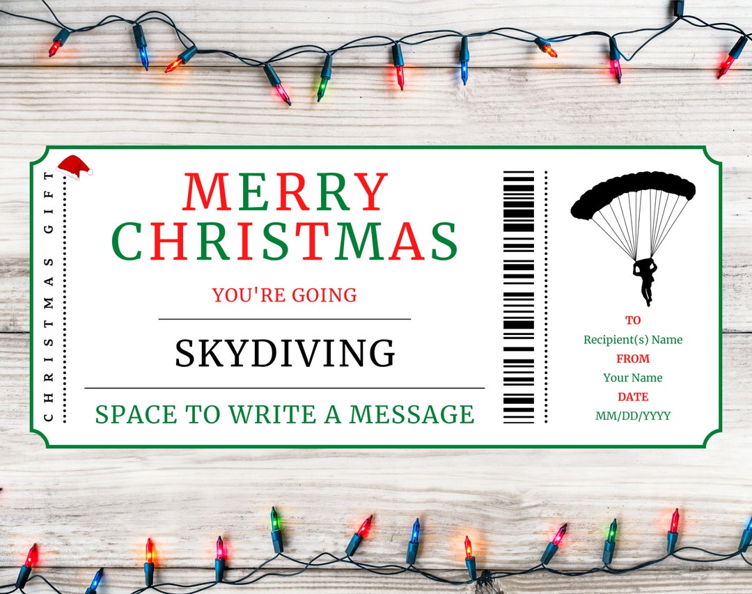 Christmas Skydiving Gift Ticket - Christmas Skydiving Gift Voucher Card ...