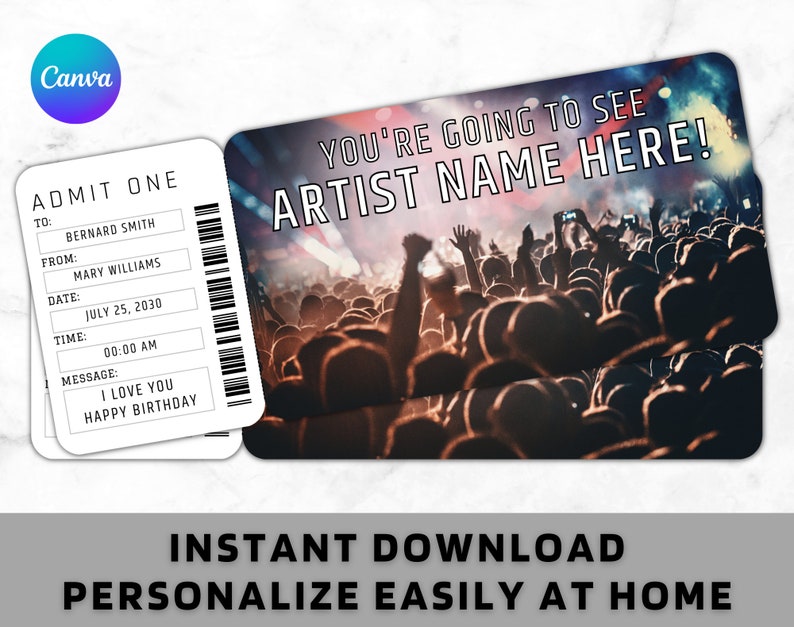 Concert Ticket Template - Event Ticket Template - Concert Ticket ...