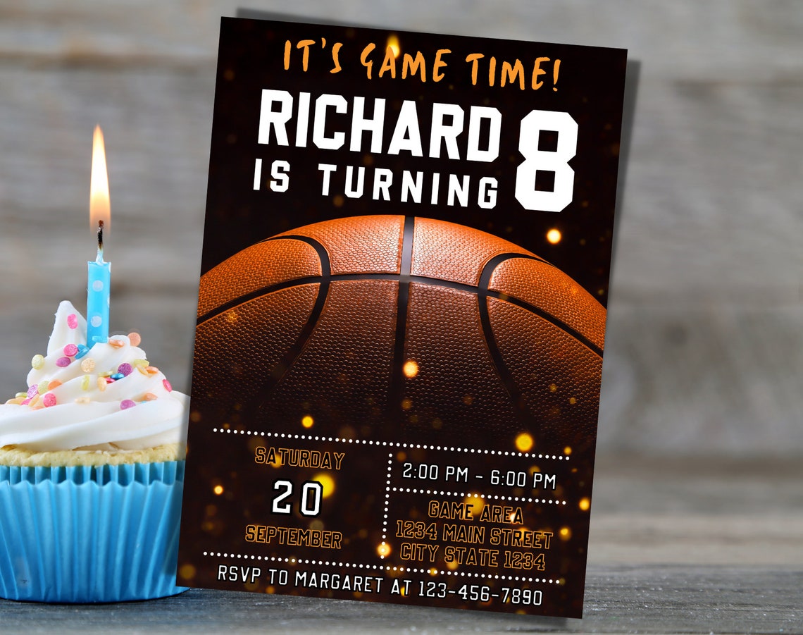 Basketball Birthday Party Invitation Template - Basketball Birthday ...