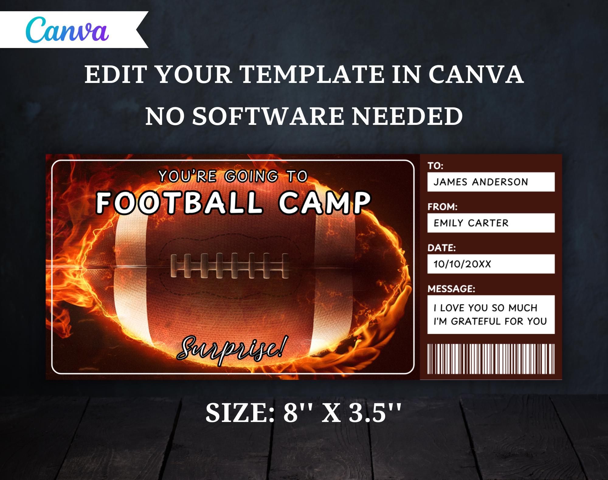 Football Ticket Template - Football Gift Voucher - American Football ...