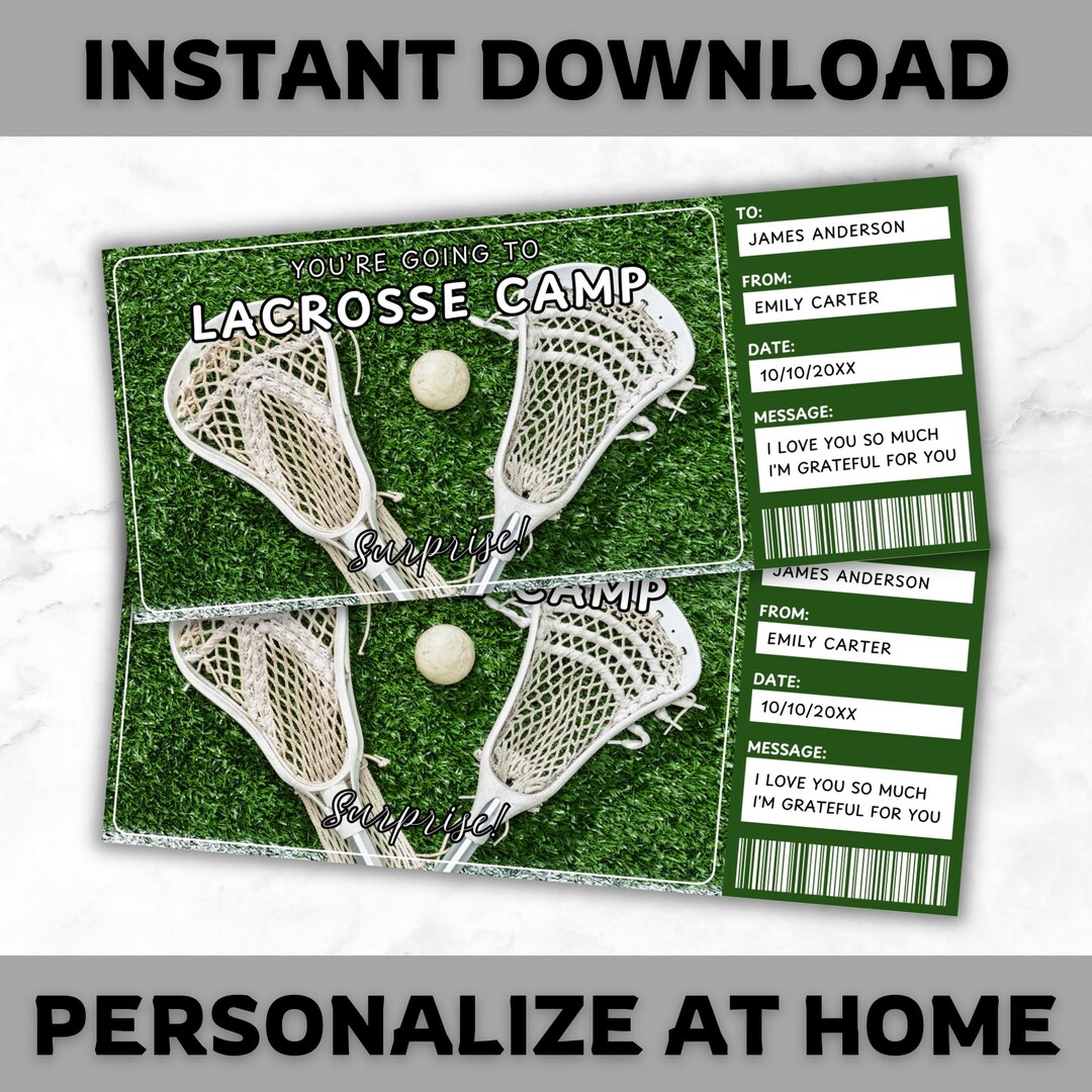 Lacrosse Camp Ticket Template - Lacrosse Camp Gift Voucher - Lacrosse ...