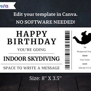 Birthday Indoor Skydiving Gift Ticket - Birthday Sky Dive Gift Card ...