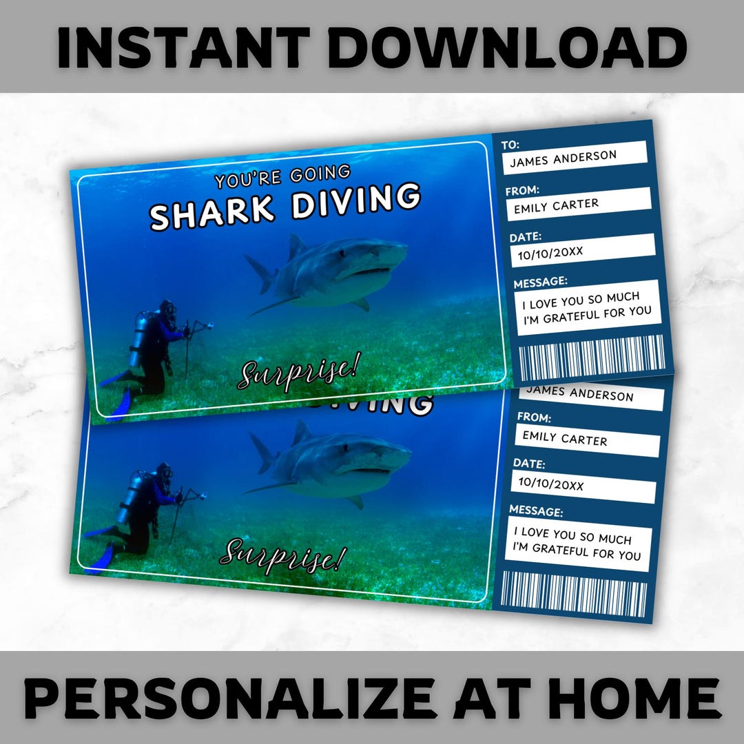 Shark Diving Ticket Template - Dive With Sharks Gift Voucher Template ...