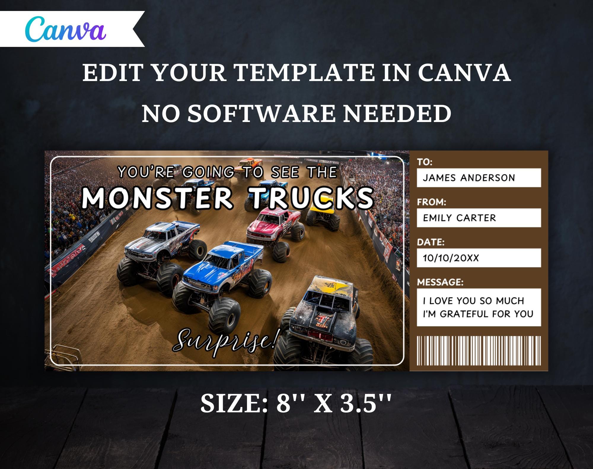 Monster Truck Ticket Template - Monster Trucks Show Gift Voucher ...