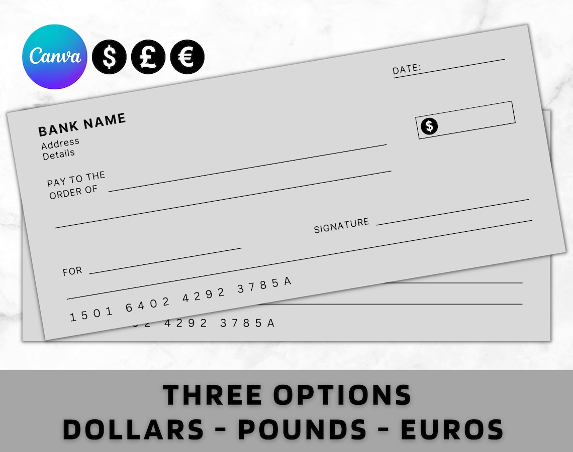 Blank Cheque - Blank Check Template - Blank Checks - Editable Cheque ...