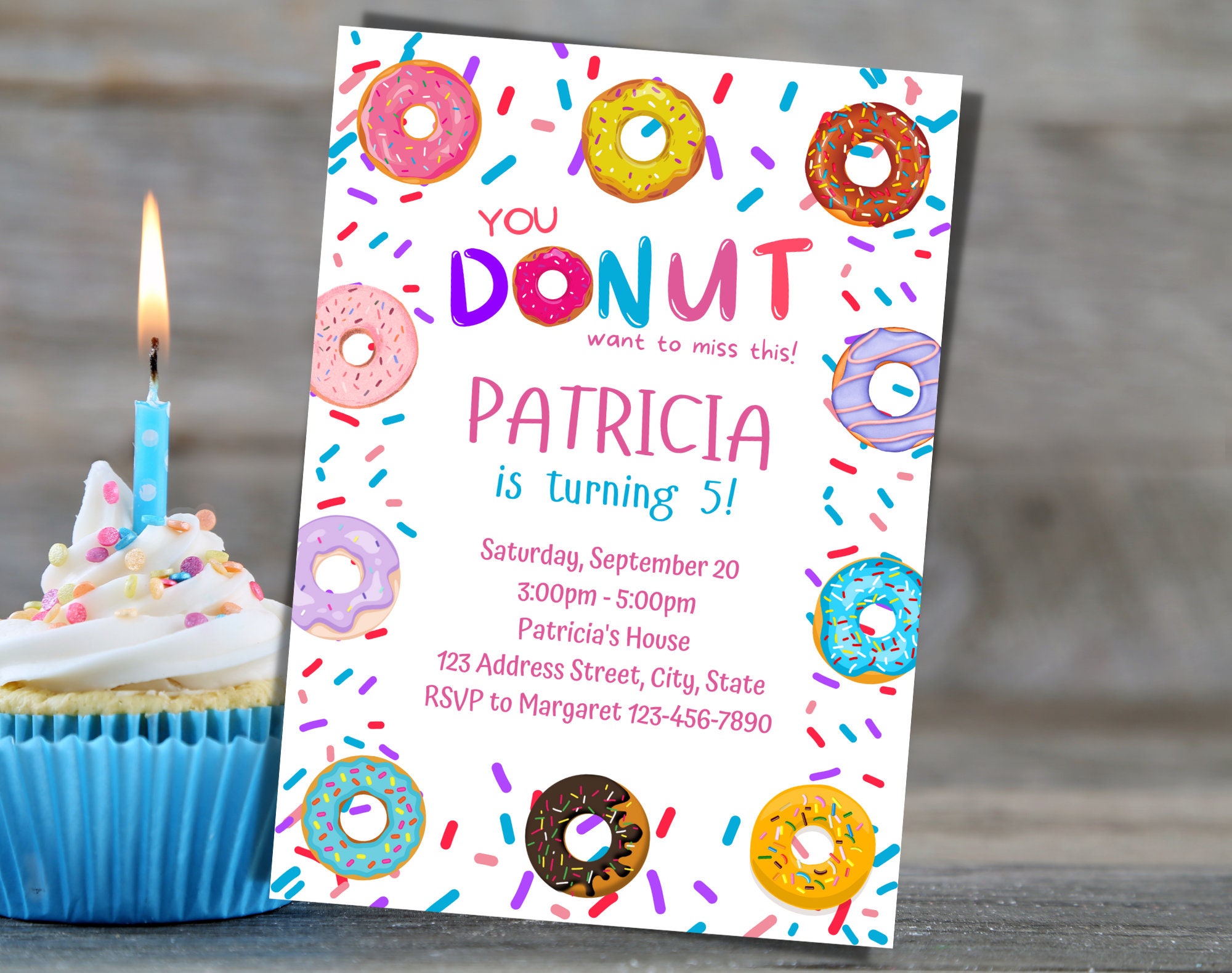 Donut Birthday Party Invitation Template - Donut Birthday Party Invite ...
