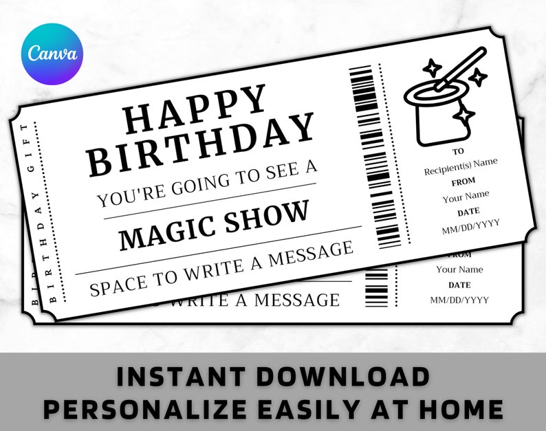 Birthday Magic Show Gift Ticket - Birthday Magic Show Gift Voucher Card ...