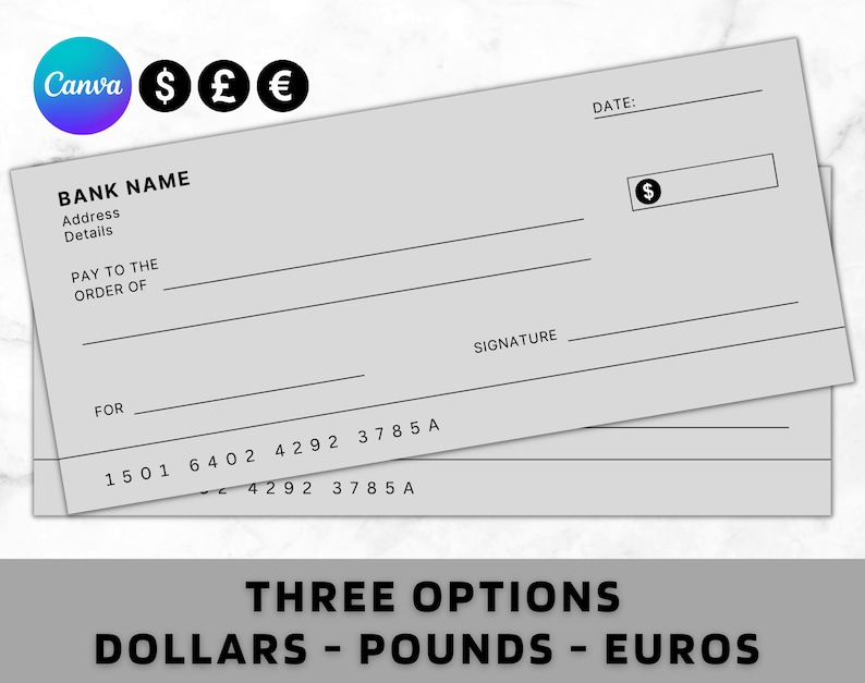 Blank Cheque Blank Check Template Blank Checks Editable - Etsy