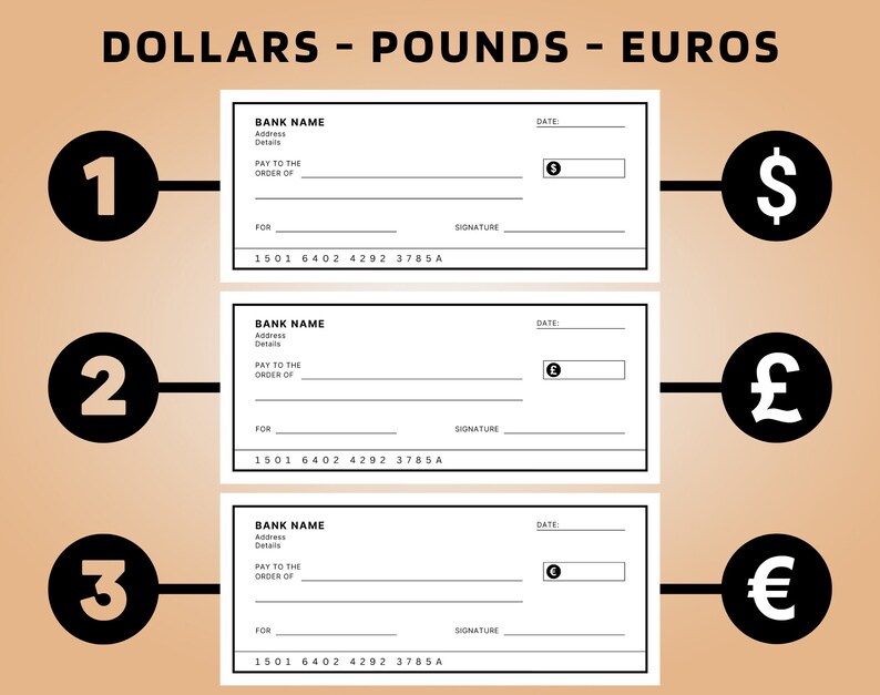 Blank Cheque Blank Check Template Blank Checks Editable - Etsy