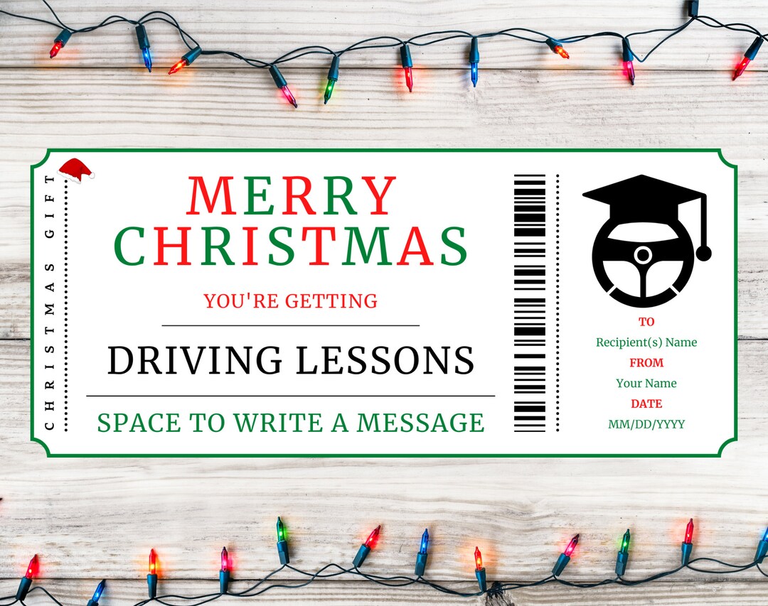 Christmas Driving Lessons Gift Ticket - Christmas Driving Lessons Gift ...