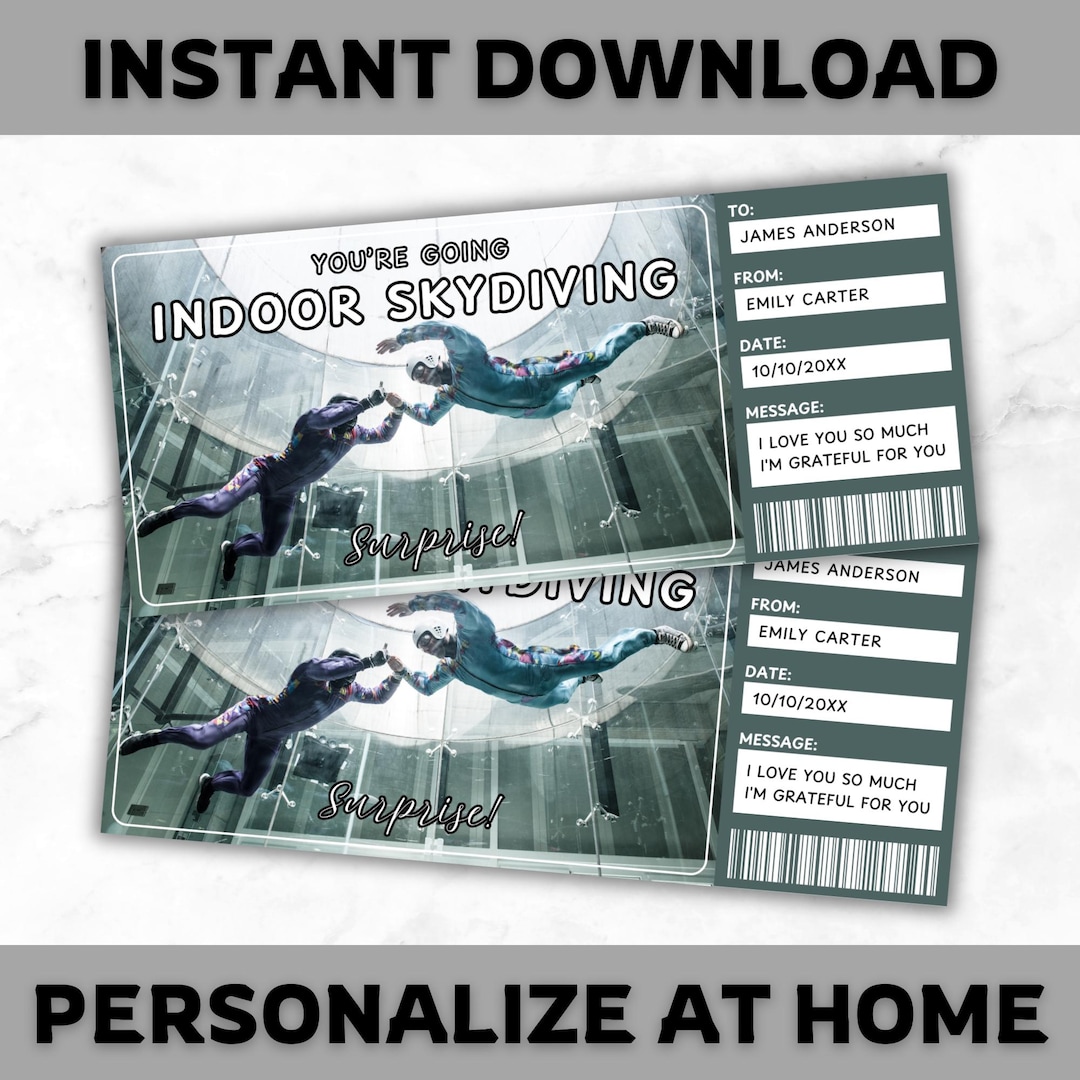 Indoor Skydiving Ticket Template - Indoor Skydiving Gift Voucher ...