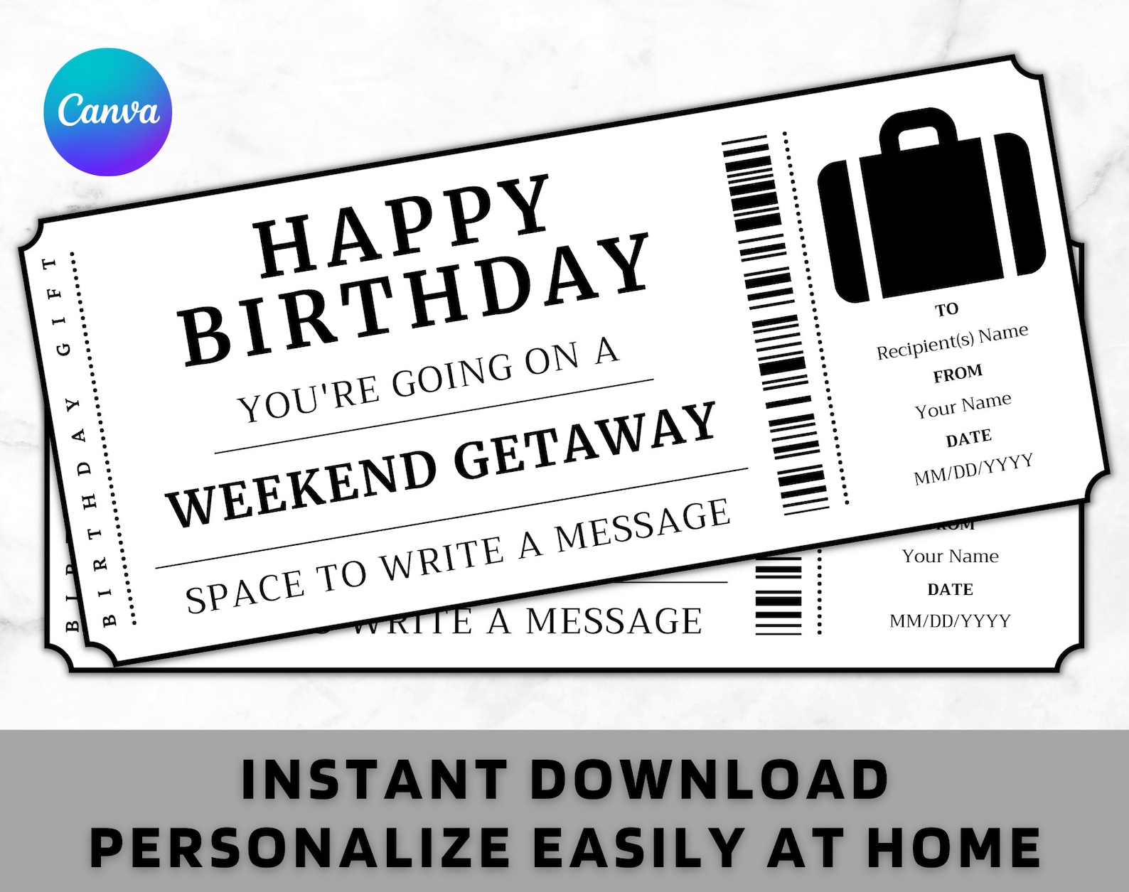 Birthday Weekend Getaway Gift Ticket - Birthday Weekend Getaway Gift ...