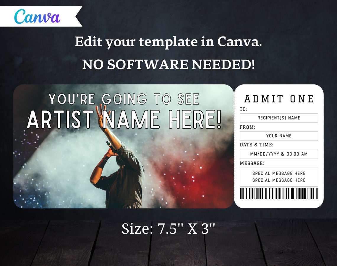 Printable Editable Concert Template Concert Voucher - Etsy