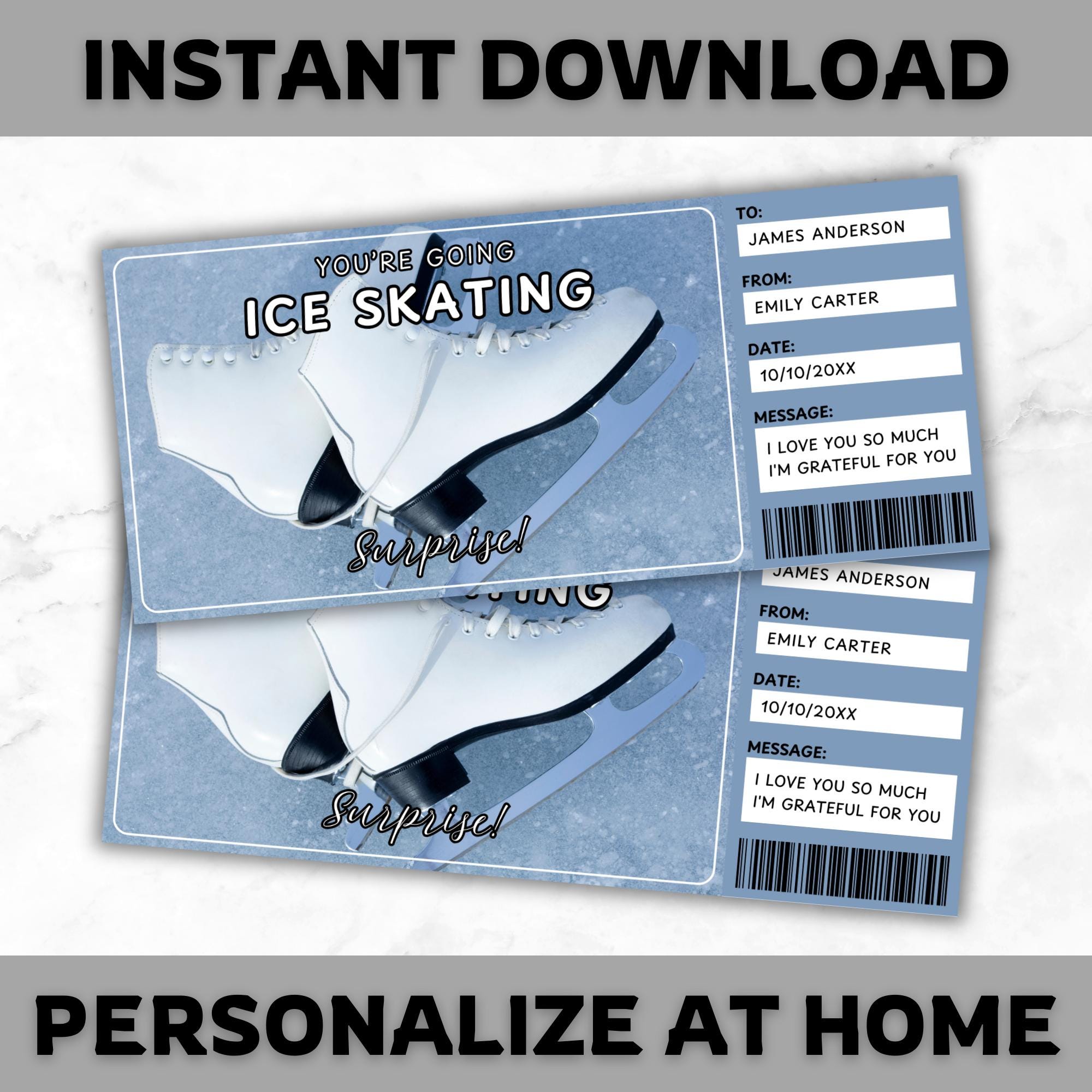 Ice Skating Ticket Template - Ice Skating Gift Voucher Template - Ice ...