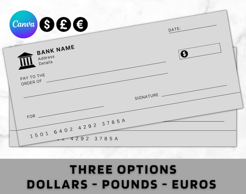 Blank Cheque - Blank Check Template - Blank Checks - Editable Cheque ...