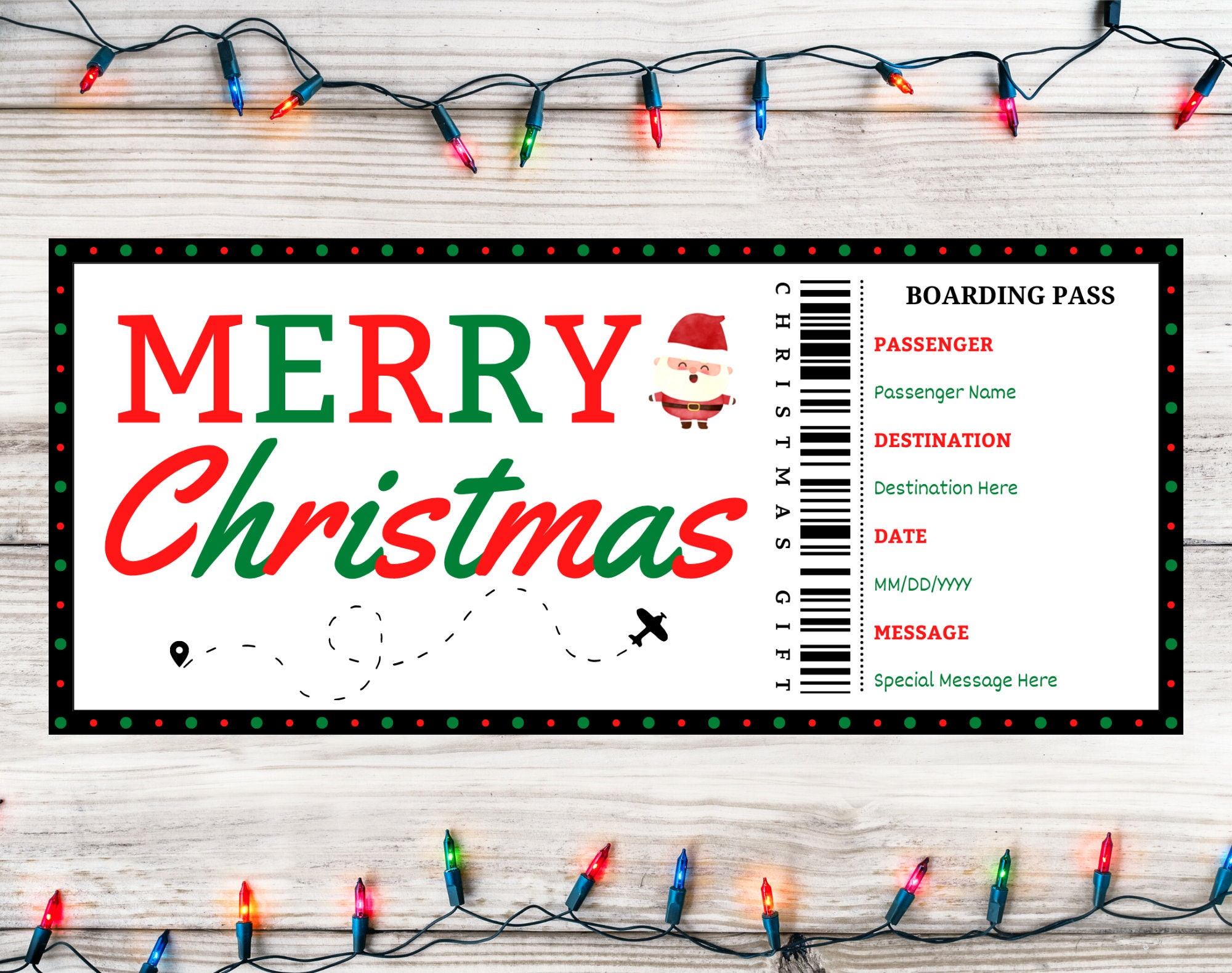Christmas Plane Flight Ticket - Printable Christmas Boarding Pass ...