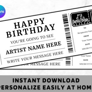Editable Concert Ticket Template - Event Ticket - Printable Music Event ...