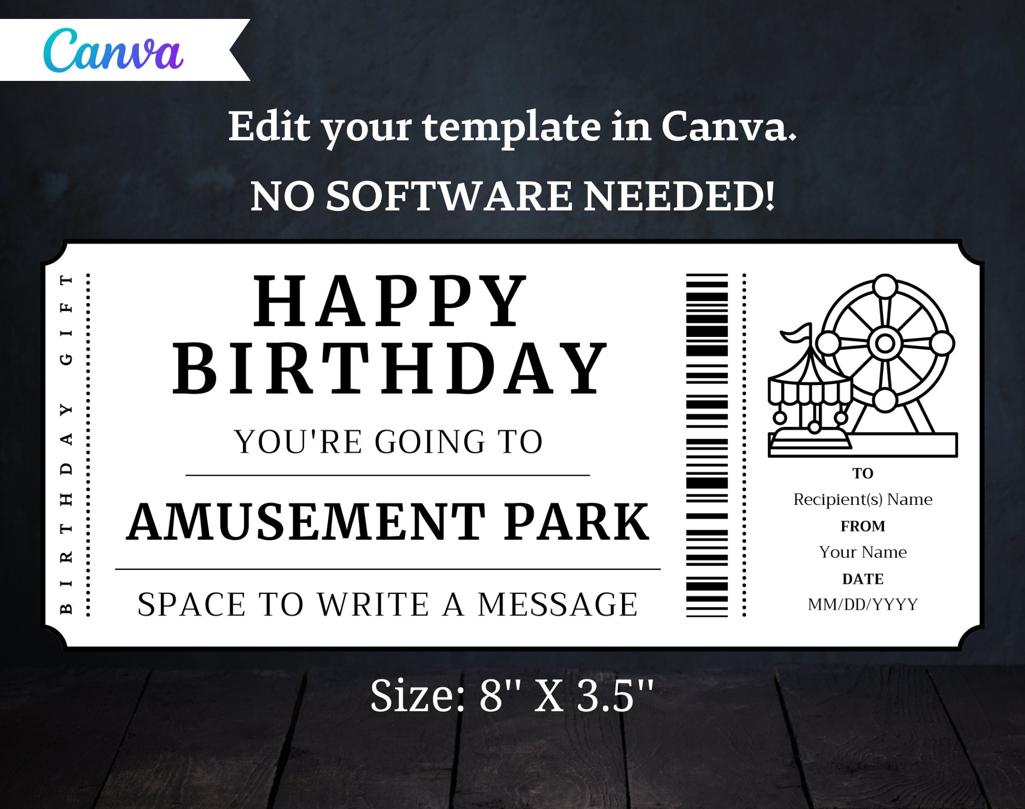 Birthday Amusement Park Gift Ticket - Birthday Amusement Park Gift Card ...