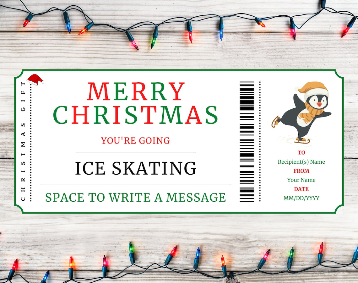 Christmas Ice Skating Gift Ticket Christmas Ice Skating Gift Voucher ...