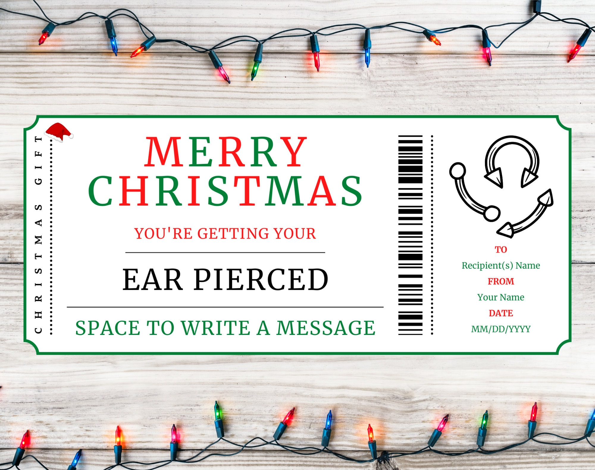 Christmas Ear Piercing Gift Ticket - Christmas Ear Piercing Gift ...