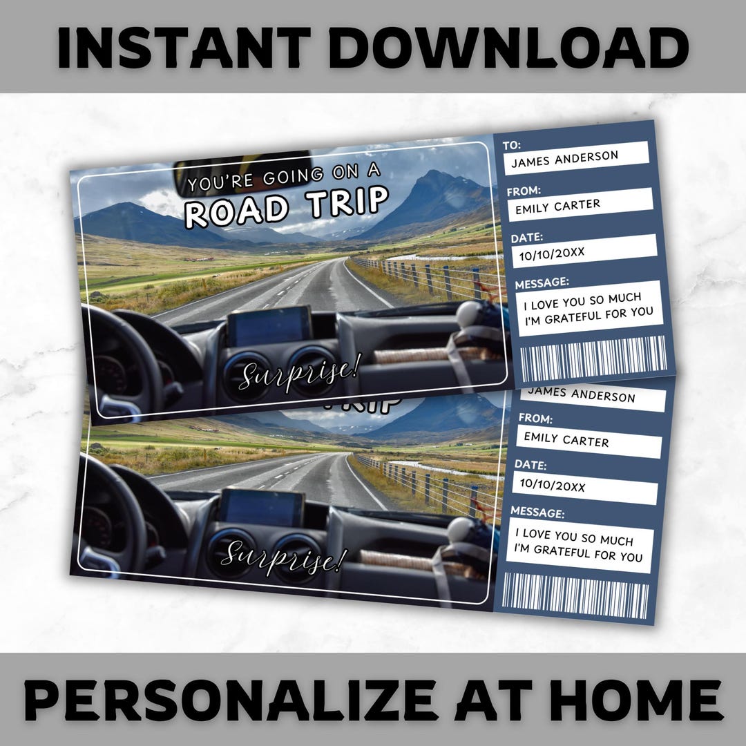 Road Trip Ticket Template - Weekend Away Gift Voucher Template ...