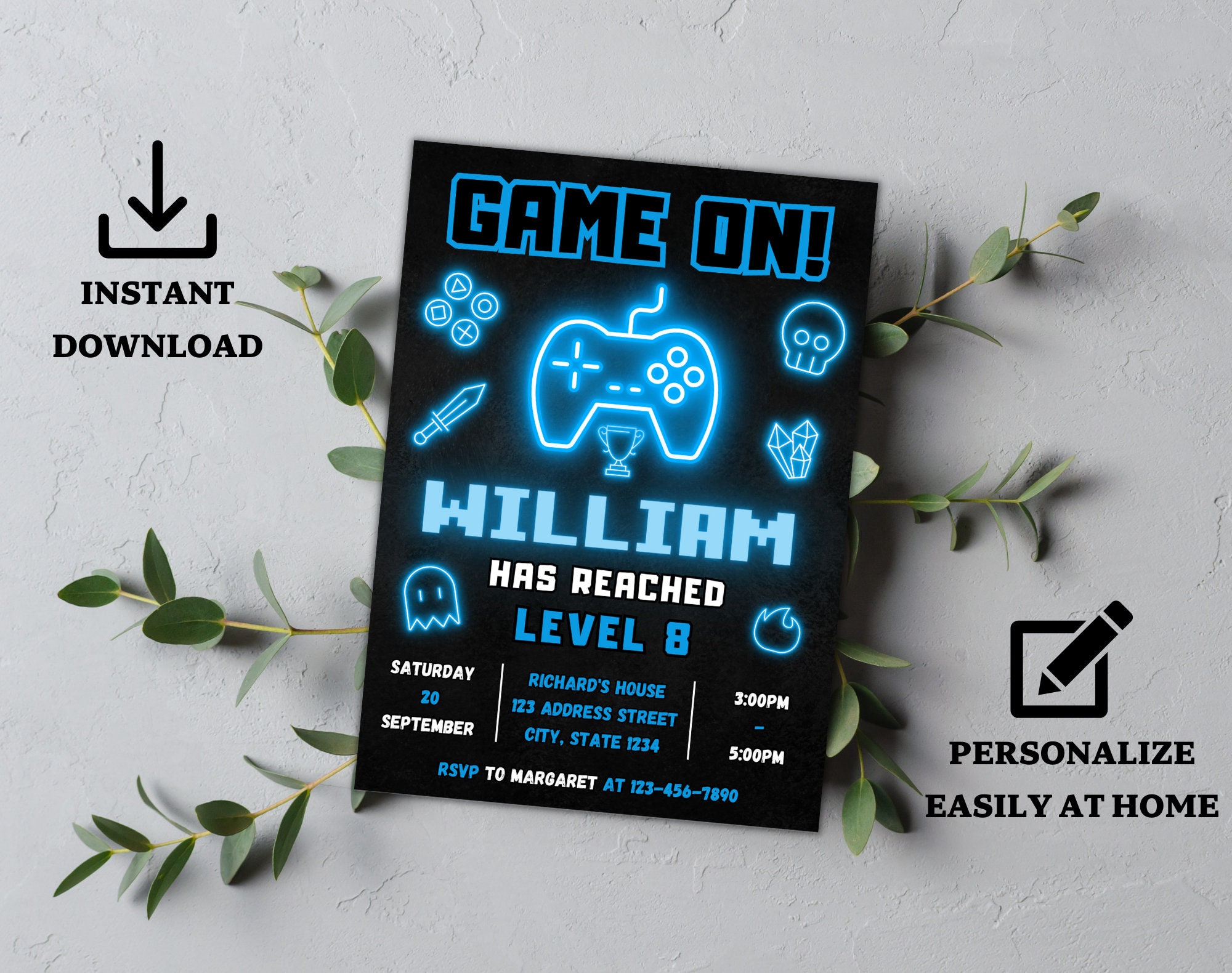 Video Game Birthday Party Invitation Template Gaming Birthday Party ...