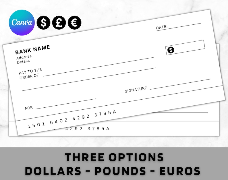 Blank Cheque - Blank Check Template - Blank Checks - Editable Cheque ...