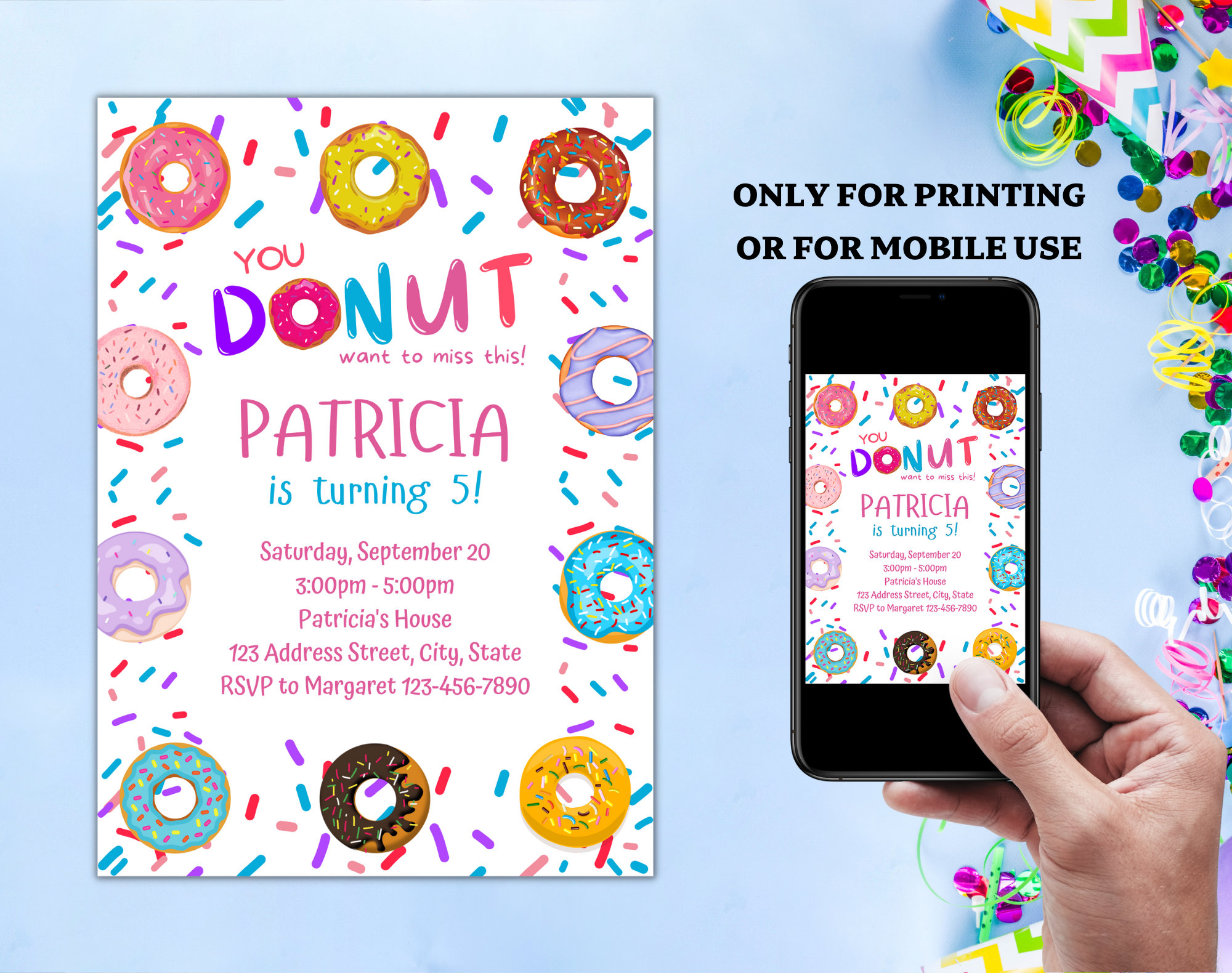 Donut Birthday Party Invitation Template - Donut Birthday Party Invite ...