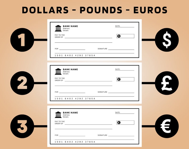 Blank Cheque Blank Check Template Blank Checks Editable - Etsy