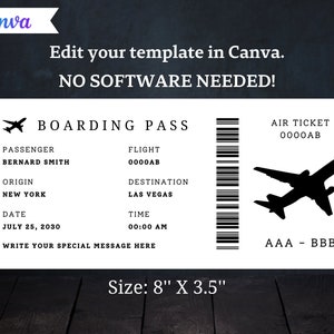 Custom Airplane Ticket - Printable Surprise Trip - Printable Boarding ...