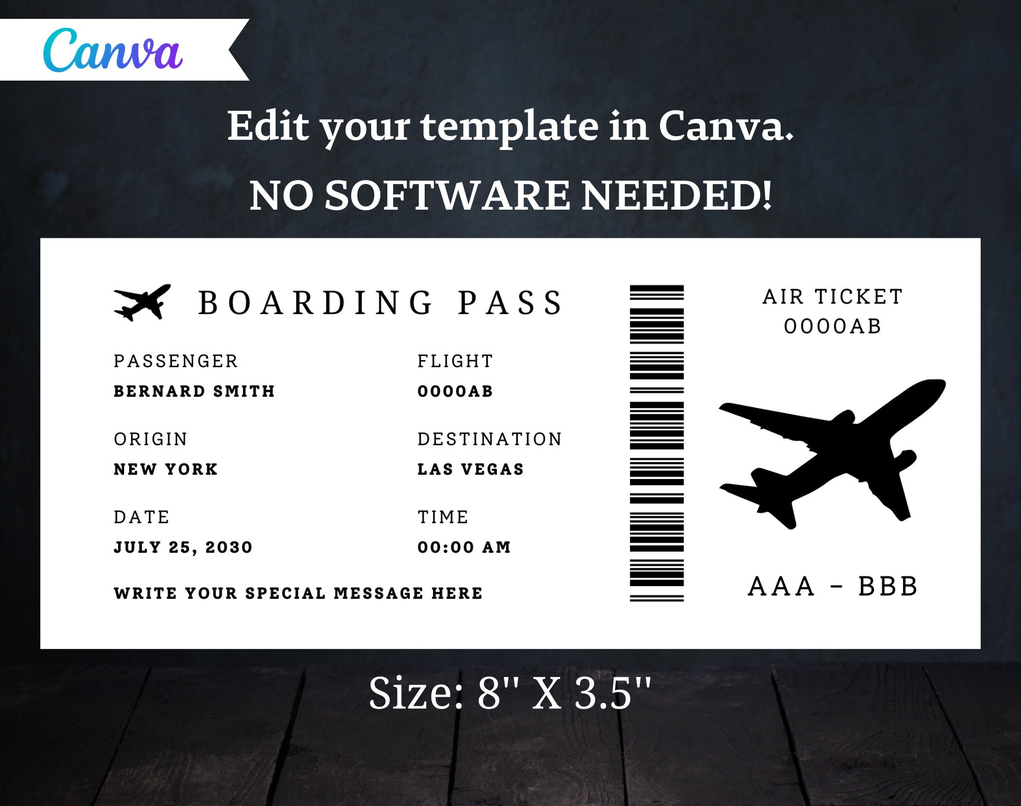 Custom Airplane Ticket - Printable Surprise Trip - Printable Boarding ...
