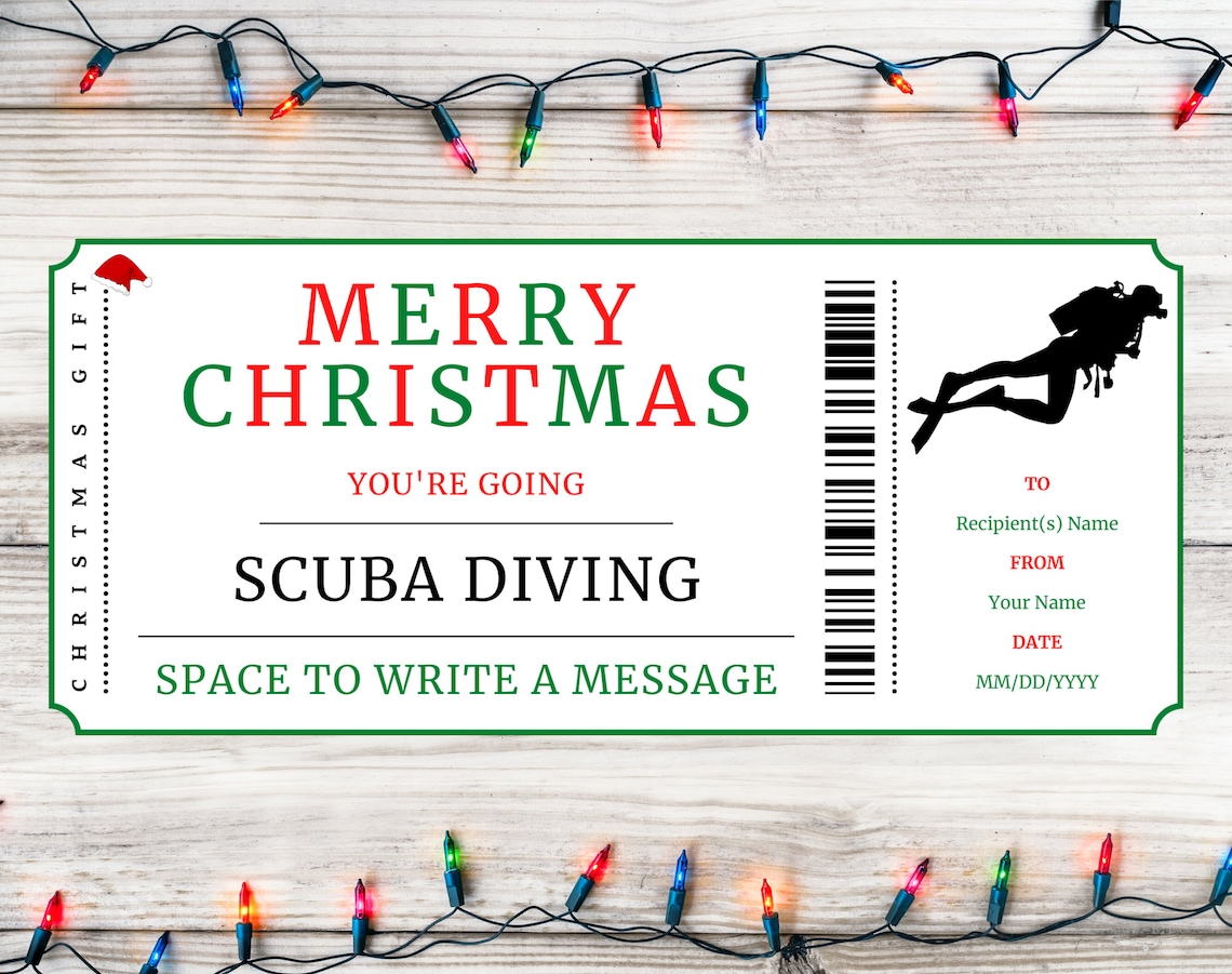 Christmas Scuba Diving Gift Ticket Christmas Scuba Diving Gift Voucher ...