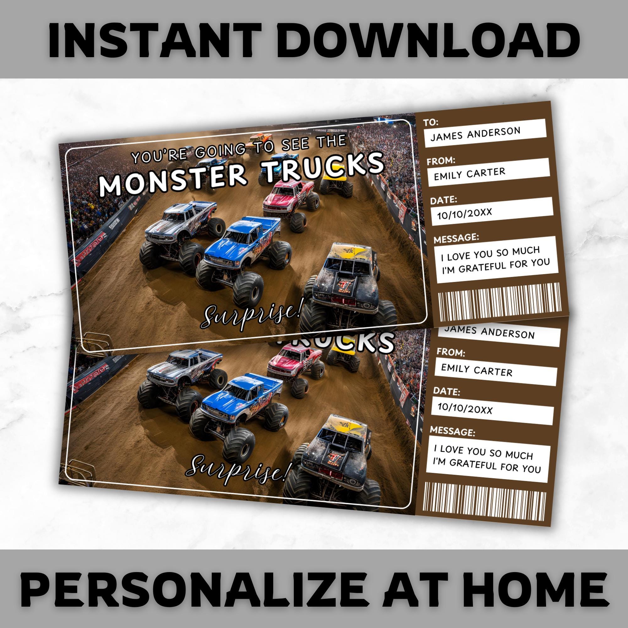 Monster Truck Ticket Template - Monster Trucks Show Gift Voucher ...