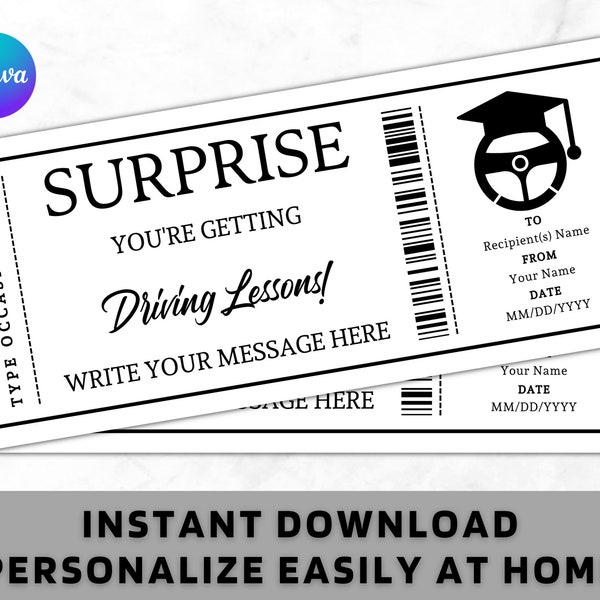 Printable Driving Lesson Voucher - Etsy UK